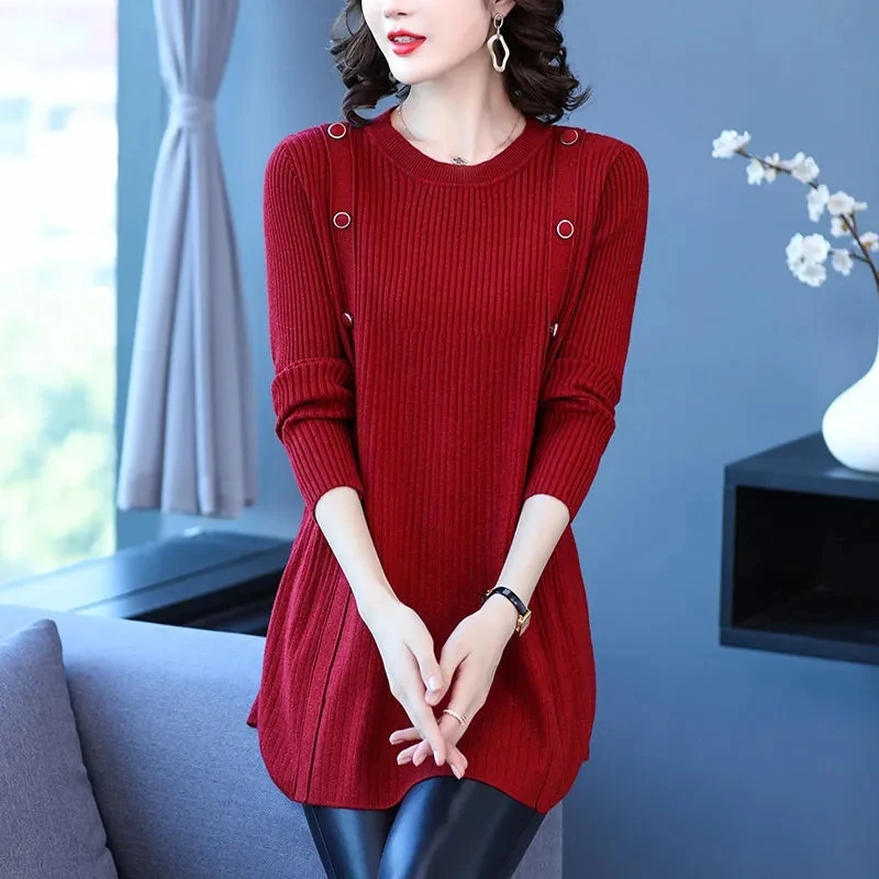 2022NEW Autumn Large Size Women Sweater Pullovers O Neck Long Sleeve ...