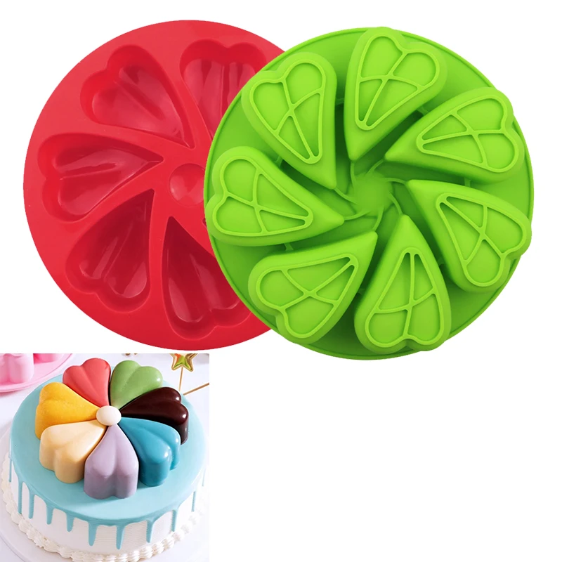 Heart Silicone Molds For Baking 8 Portion Pizza Pan Slice Scone Mousse ...