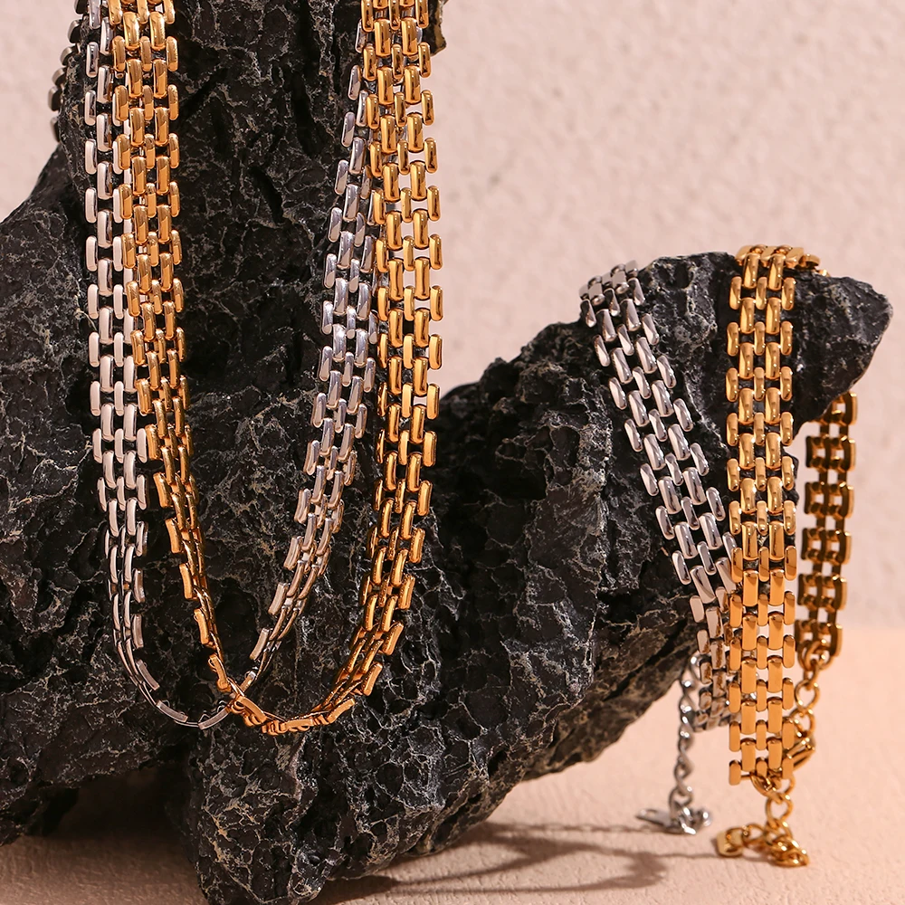 Handwoven-New-Watch-Strap-Chain-Bracelet-Necklace-18K-Gold-Plated ...