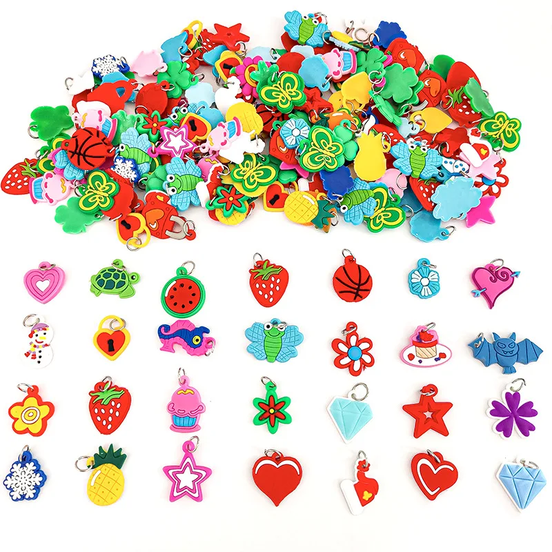 10Pcs Random Resin Cartoon Charms Cute Pendant For DIY Loom Rubber ...