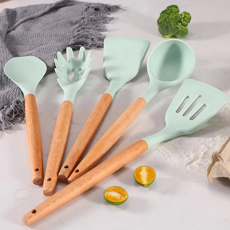 Silicone Kitchenware Cooking Utensils Set Non stick Cookware Spatula ...