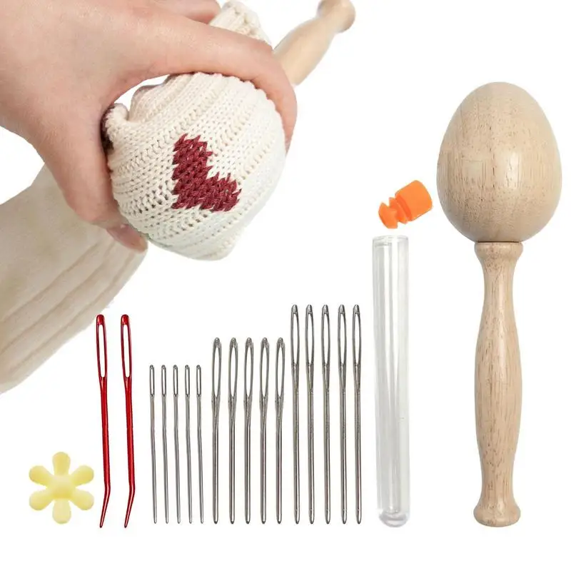 Sock Darning Egg Wood Darning Egg And Needle Thread For Socks Clothes ...