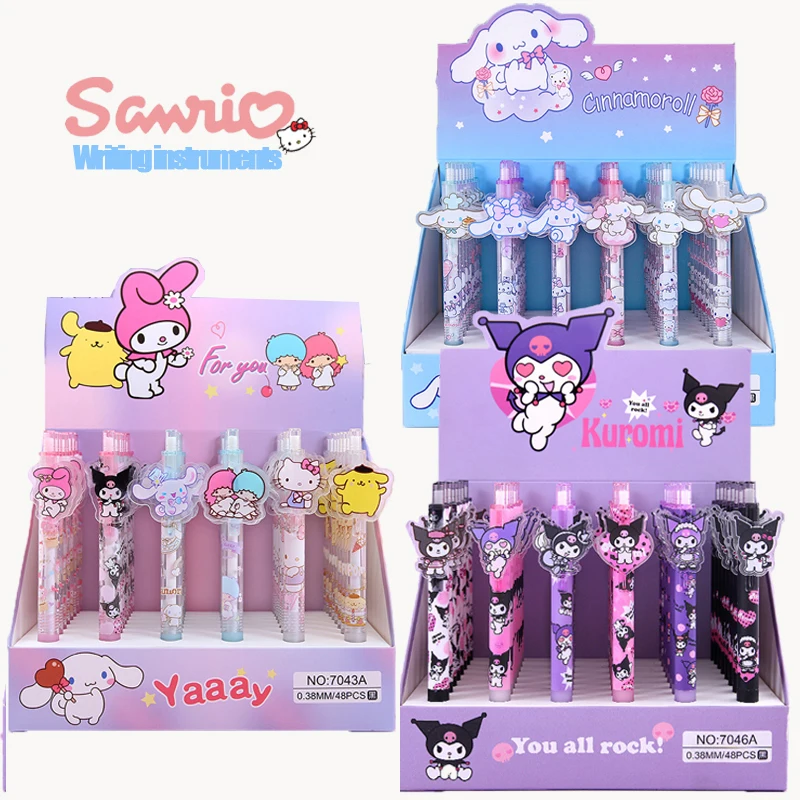 48pcs Sanrio 0.5mm Black Neutral Pen Anime Melody Kuromi Hello Kitty ...