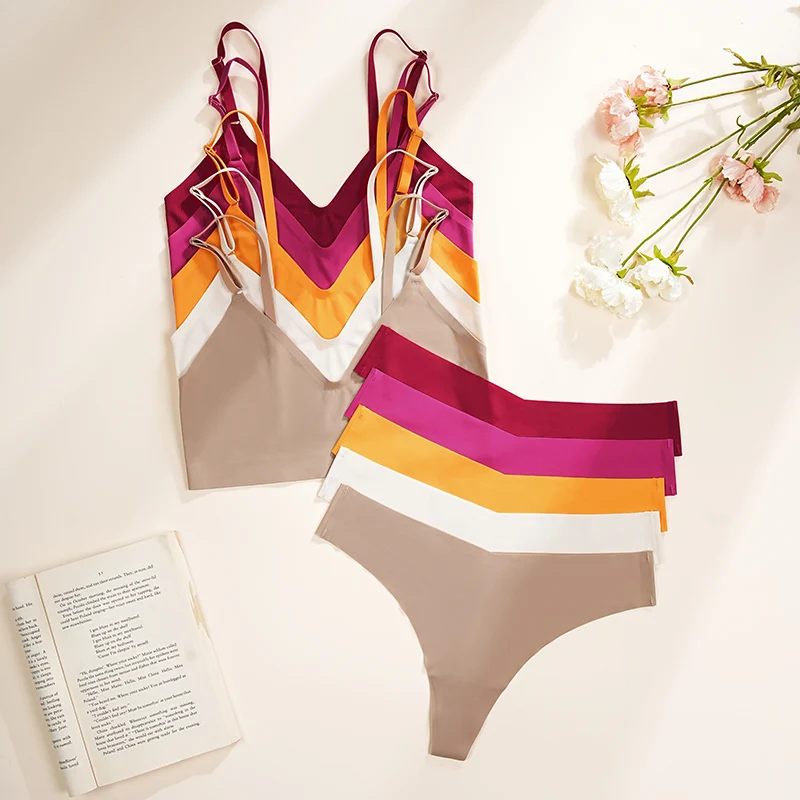 DM-Conjunto-de-ropa-interior-sin-costuras-para-mujer-lencer-a-Sexy-Top ...