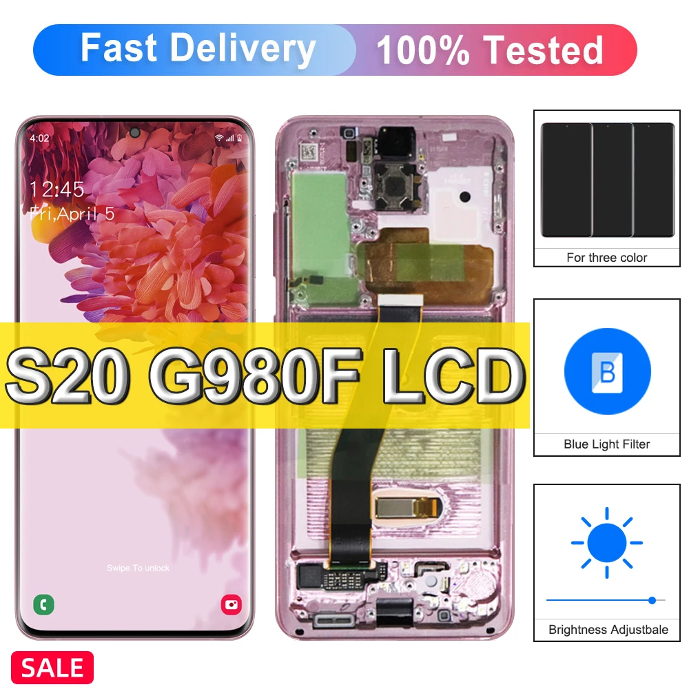 Super amoled para samsung galaxy s20 display lcd com quadro touchscreen ...