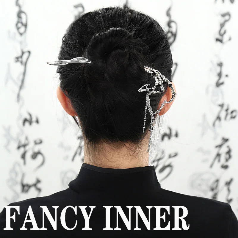 2022-New-Punk-Gothic-Hairpin-Skeleton-Joint-Paw-Black-Rhinestones ...