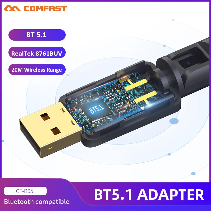 USB Bluetooth Adapter BT 5.1 Dongle Music Audio Receiver Transmitter ...