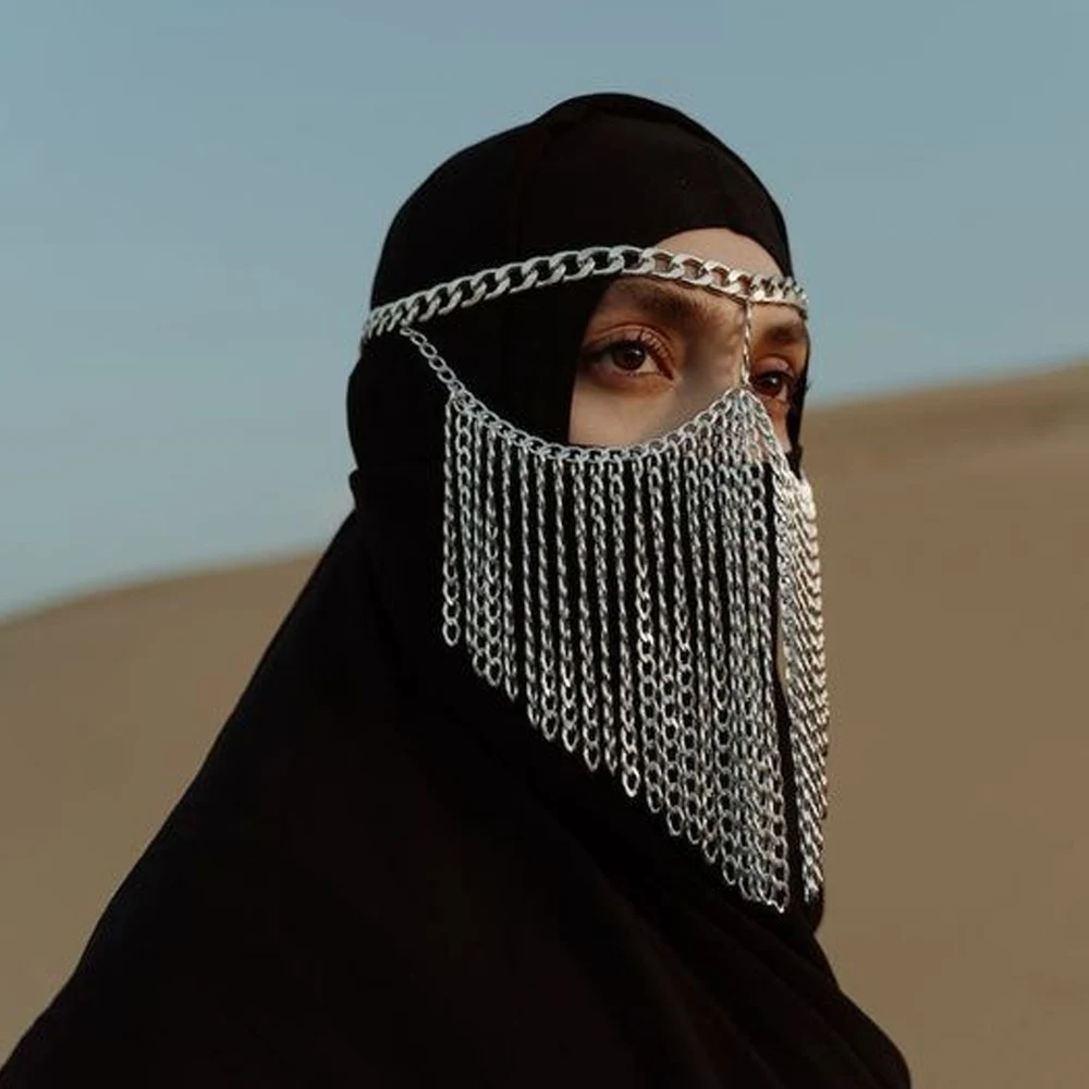 Indian-Bridal-Metal-Tassel-Mask-Veils-Chain-Masquerade-Face-Decoration ...