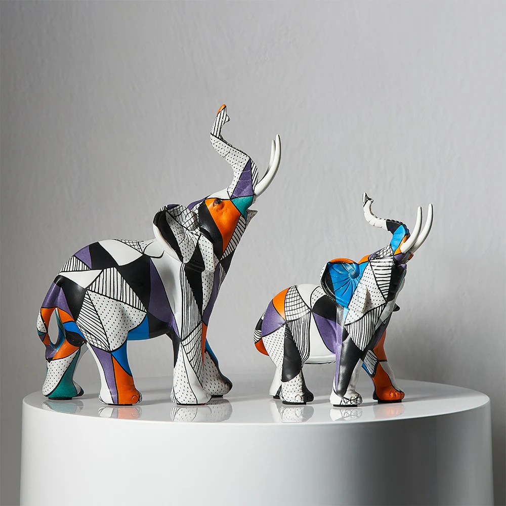 Painting Art Elephant Sculptures & Figurines Modern Decoration Home ...