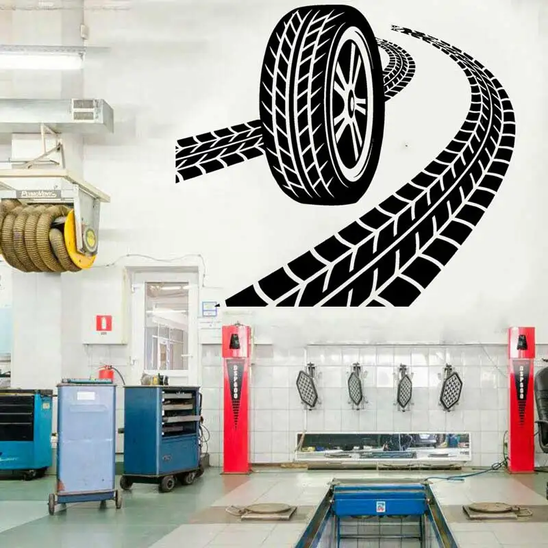 Tire-track-decals-Wheel-wall-decals-Tire-wall-vinyl-stickers-Garage-car ...