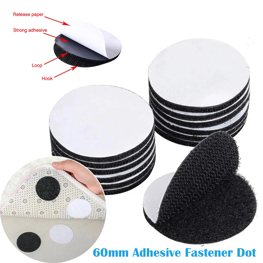 5-30Pair-60mm-Round-Hook-and-Loop-Fasteners-Tape-Nylon-Sticker-Self ...