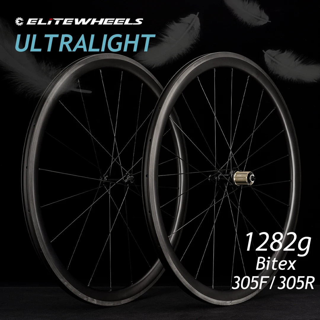 ELITEWHEELS 1165g Ultralight Road Bike Carbon Wheelset Tubular Tubeless ...