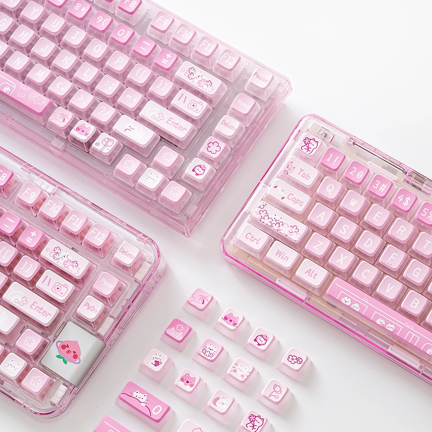 YUNZII-Sakura-Kitty-120-Keys-Dye-Sub-PBT-and-Translucent-PC-Custom-KSA ...
