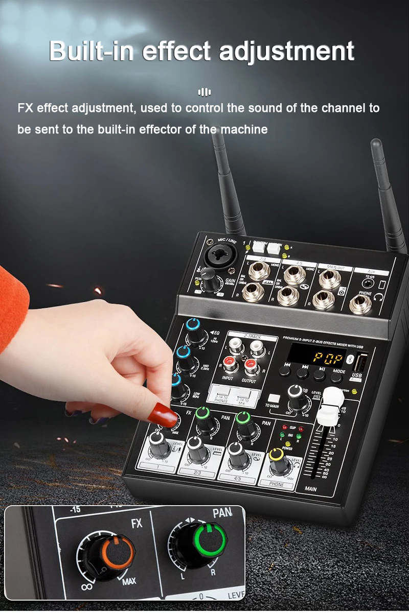 Wireless Microphone With Audio Mixer 4 Channels Karaoke Bluetooth Mic ...