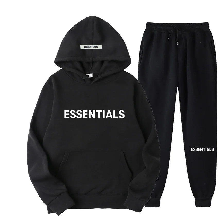 Essentials-Autumn-Winter-Men-Women-Hooded-Sweatshirt-Suit-Pure-Cotton ...