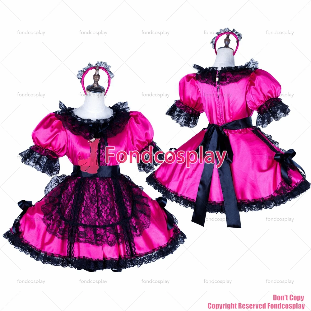 Fondcosplay-erwachsene-sexy-kreuz-dressing-sissy-maid-abschlie-bar-hei-er-rosa-satin-kleid ...