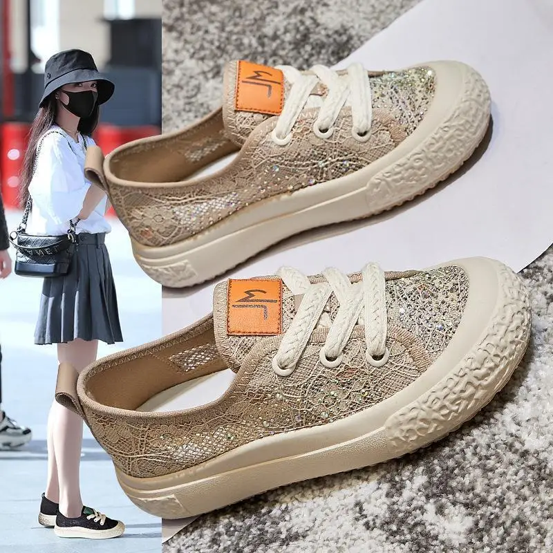 Espadrilles Plates En Toile Pour Femmes, Chaussures De Tennis Sans ...