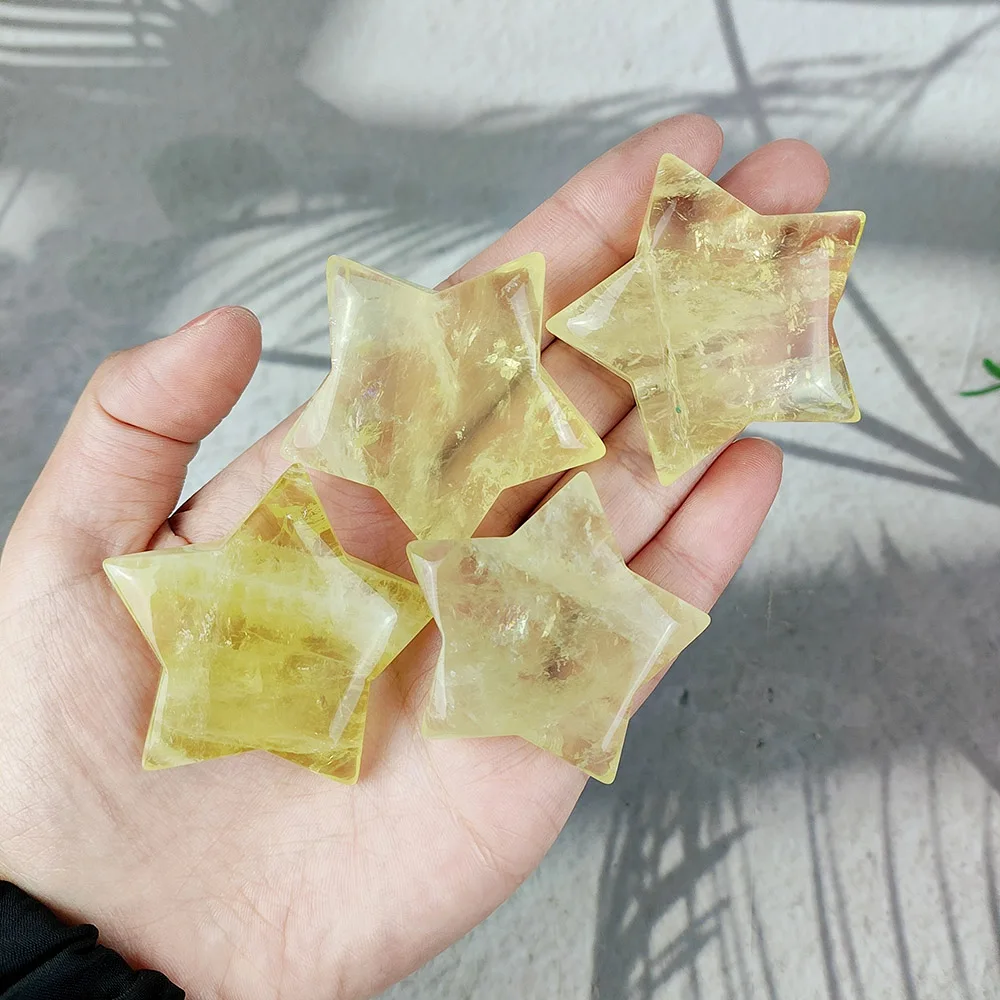 1Pc Citrine Star Shape Yellow Quartz Natural Crystal Carving Real ...