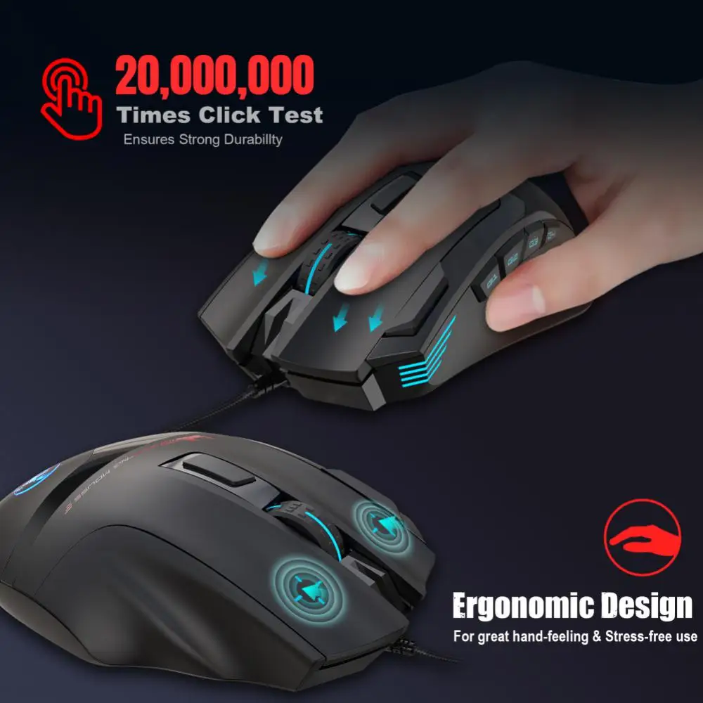 Usb Wired Gaming Mouse Adjustable S600 Computer Mouse 7200dpi Portable ...