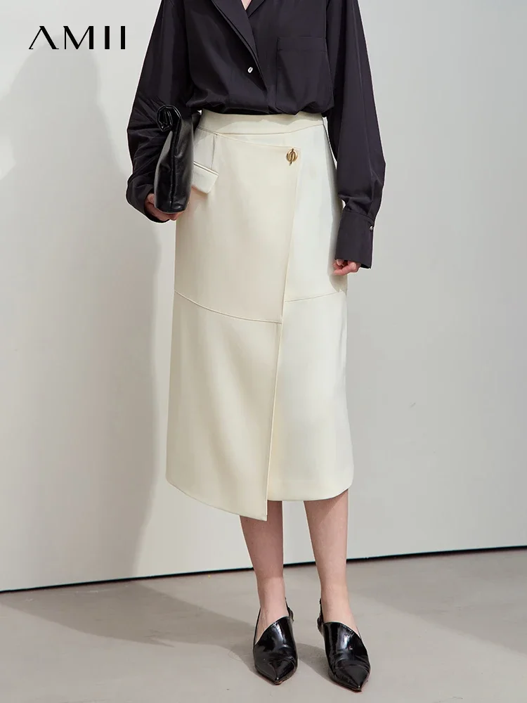 Amii Minimalist 2025 Autumn Midi Skirts Women Commute Elegant Office ...