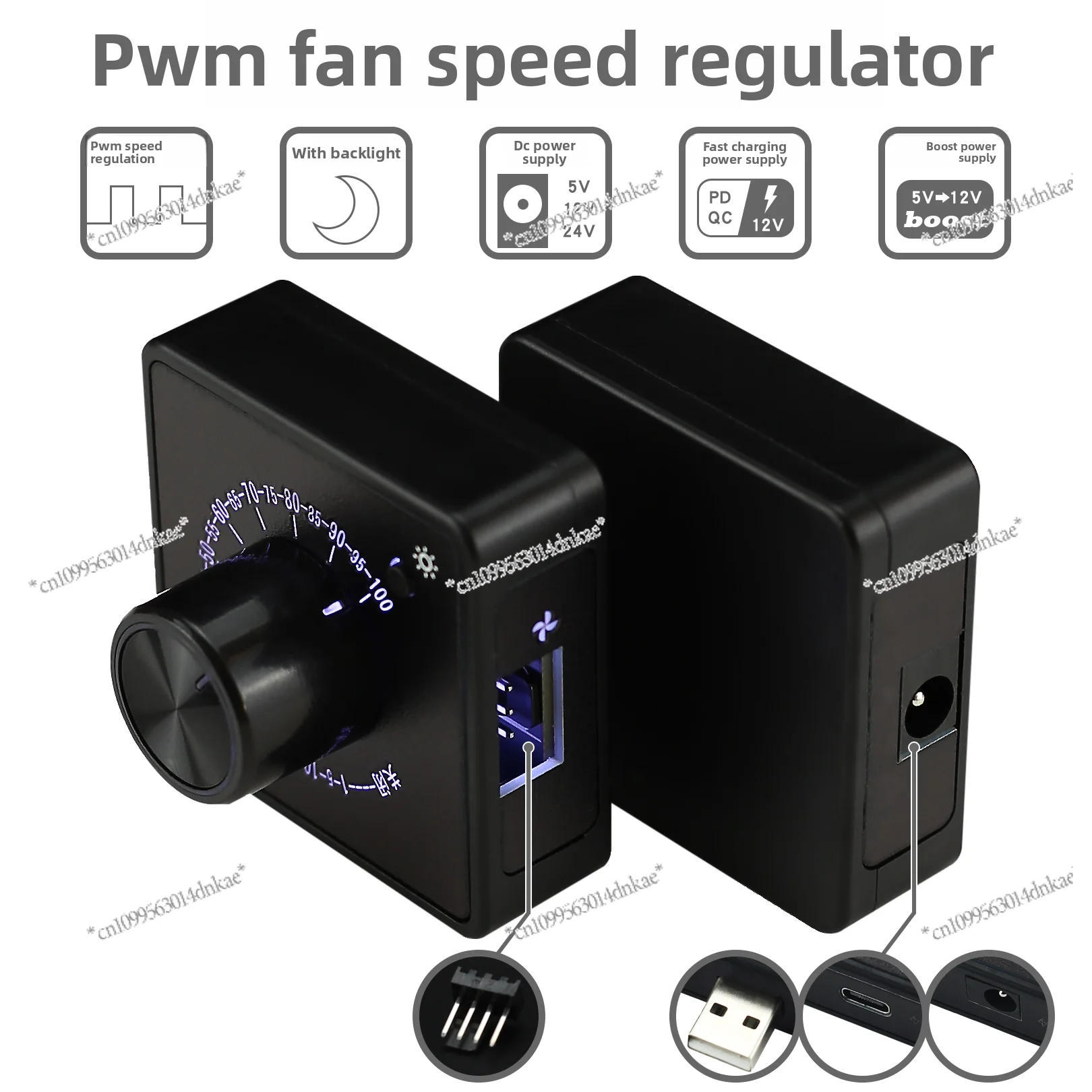 4-Wire Fan PWM Governor PD QC Fast Charging USB Typec DC 24V12V5V ...