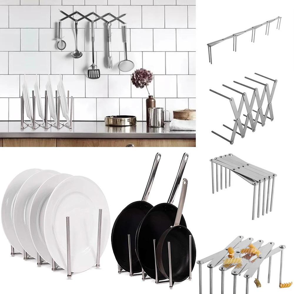 Stainless-Steel-Pot-Lid-Holders-Extendable-Kitchen-Storage-Rack-Spoon ...
