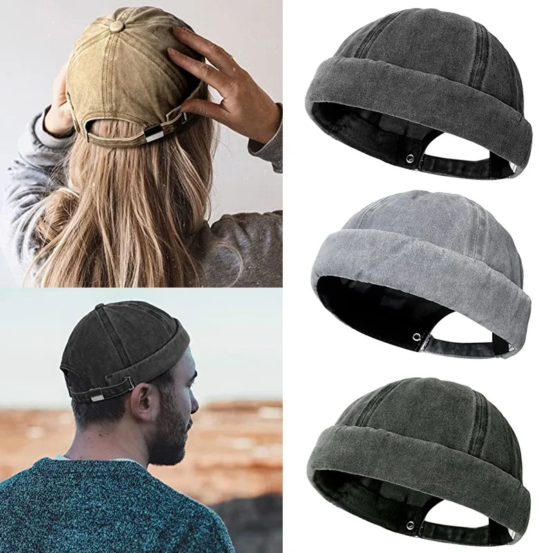 Brimless-Docker-Cap-Washed-Style-Boy-Girls-Student-Skullcap-Hats-Men ...