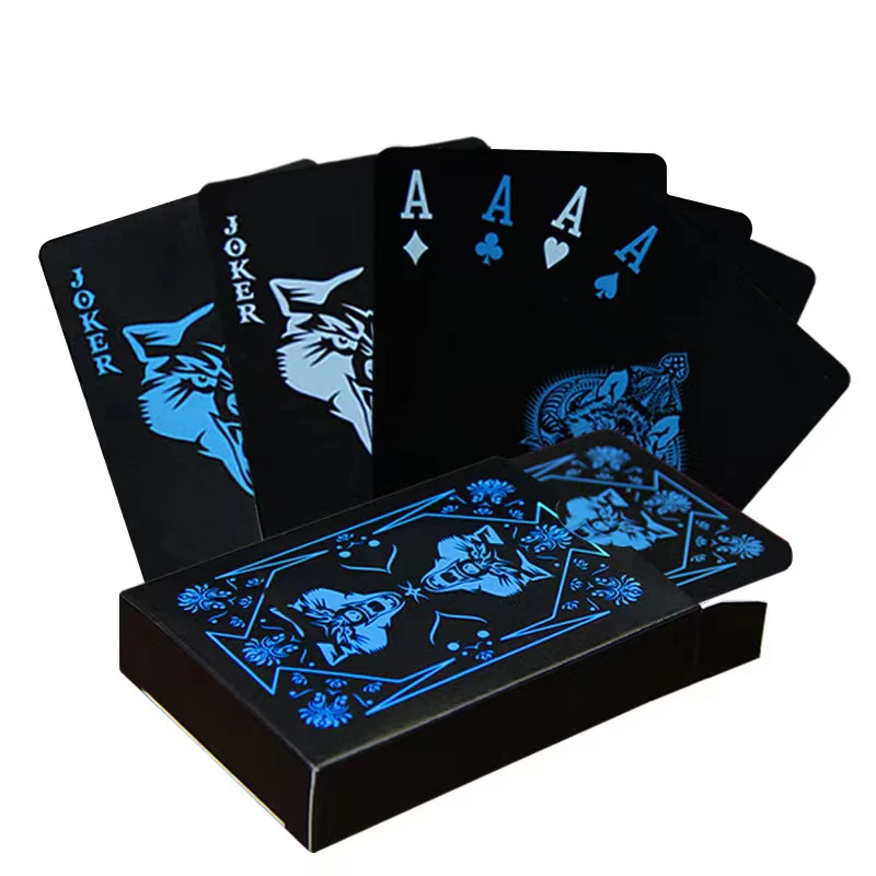 Black Waterproof Plastic PVC Playing Cards Sets Wolf Classic Magic ...