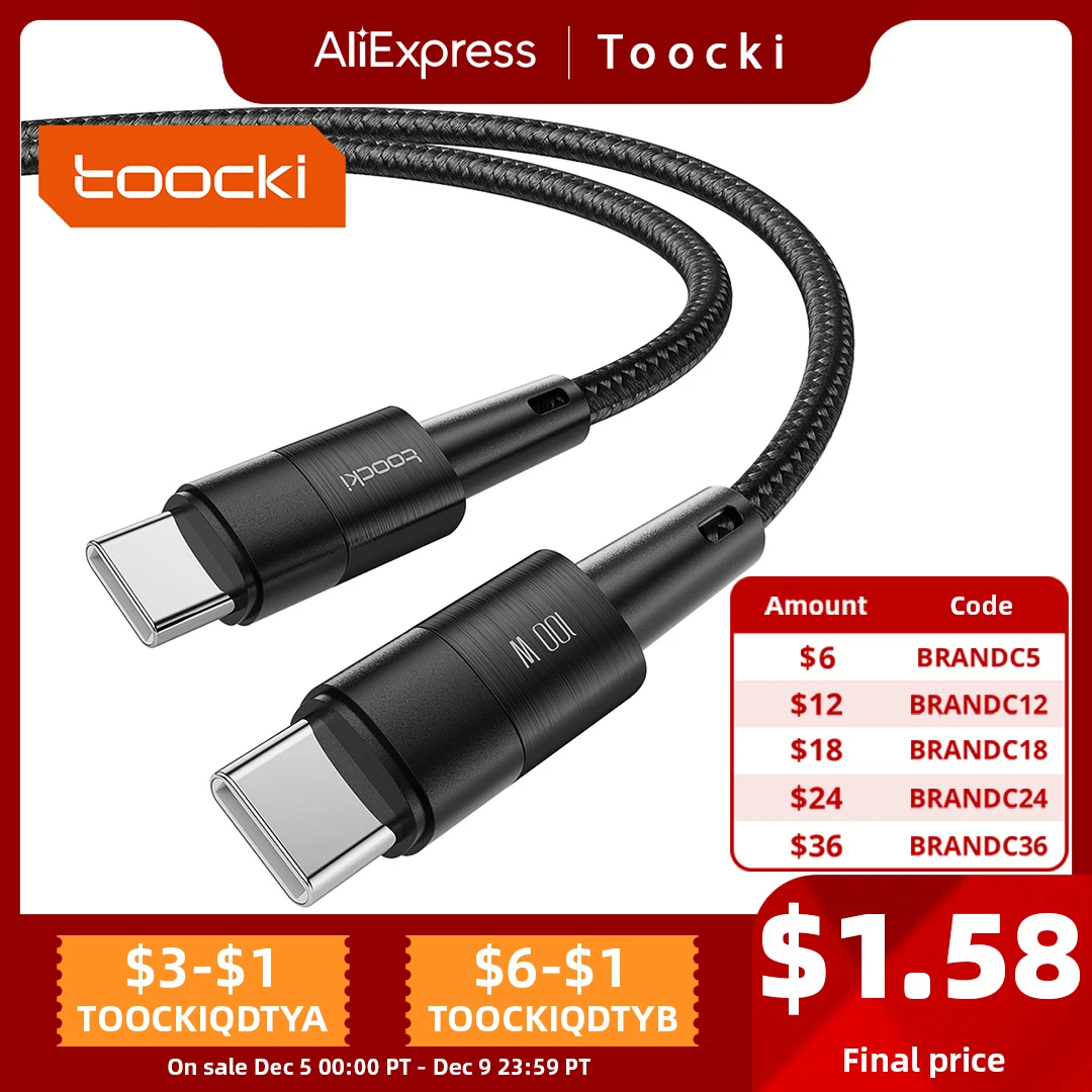 Toocki 100w Usb C To Usb C Cable Type C To Type C Fast Charging Charge ...