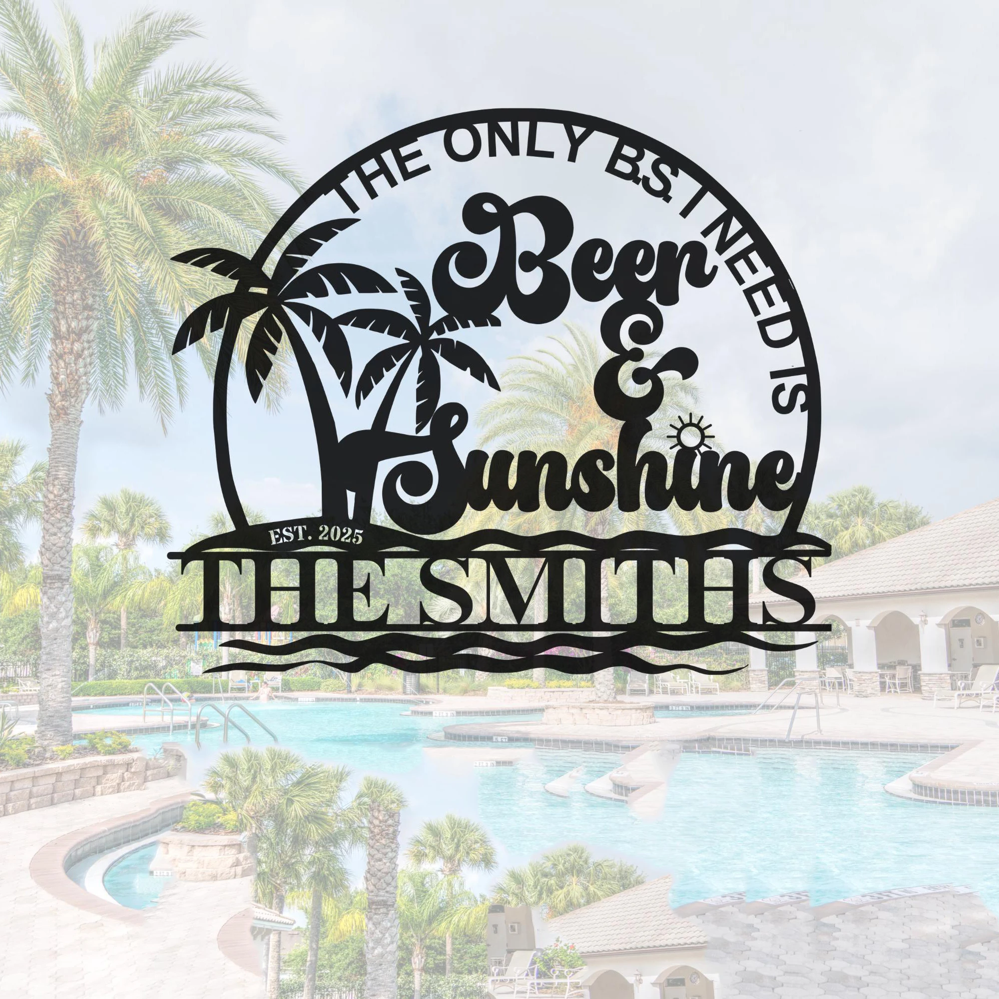 Custom Metal Pool Sign Unique Outdoor Decor Beach House Wall Decor Wall ...