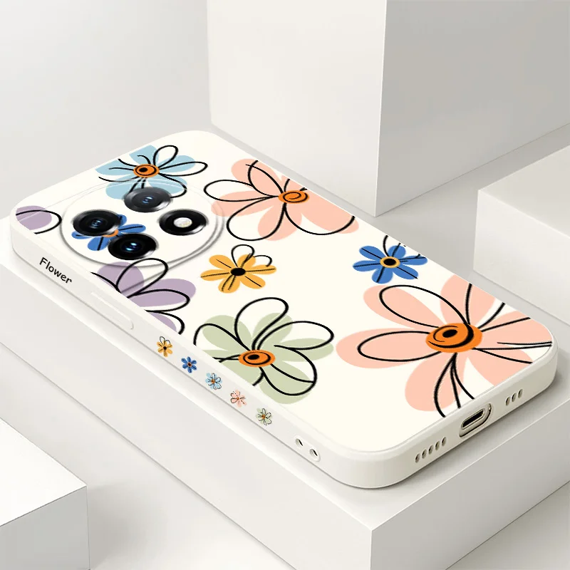 Hoop Flower Liquid Silicone Phone Case Cover for OnePlus 7 Pro (Black)