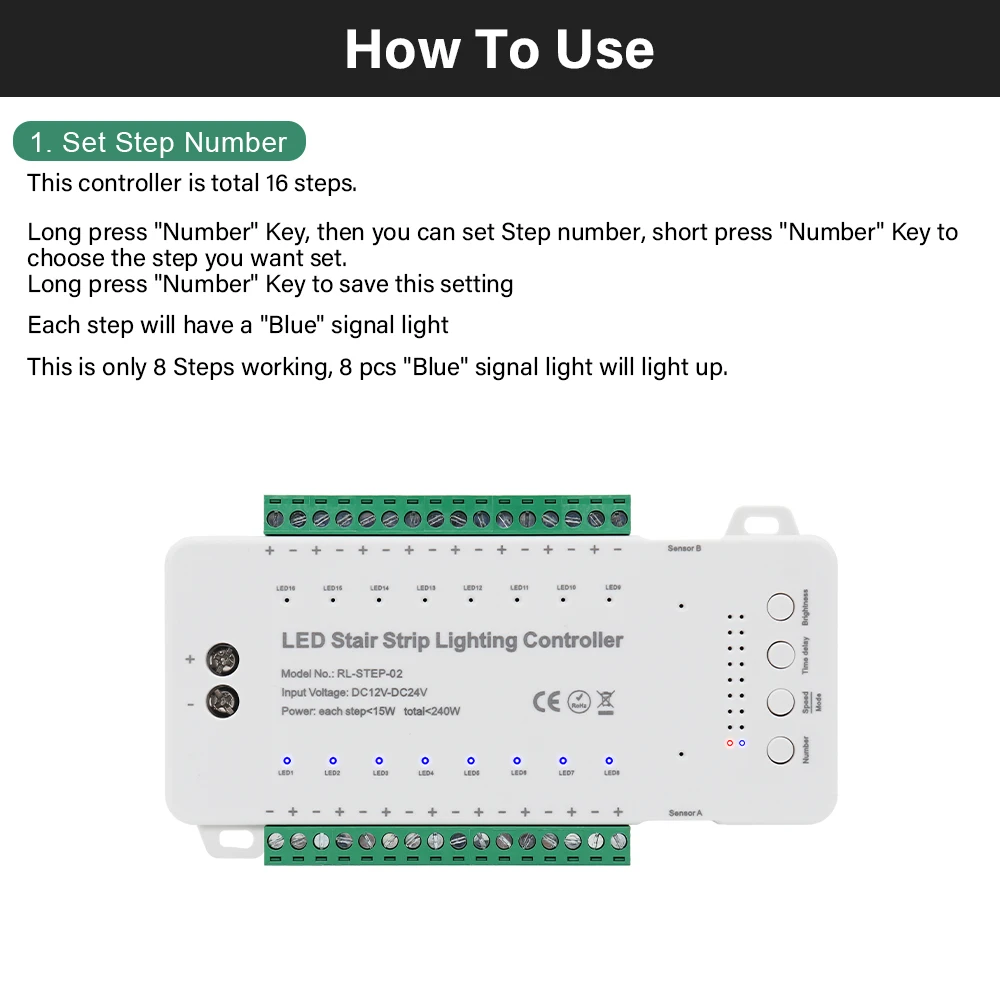 Motion Sensor Stair Light Controller 16-Channel LED Stair Light ...