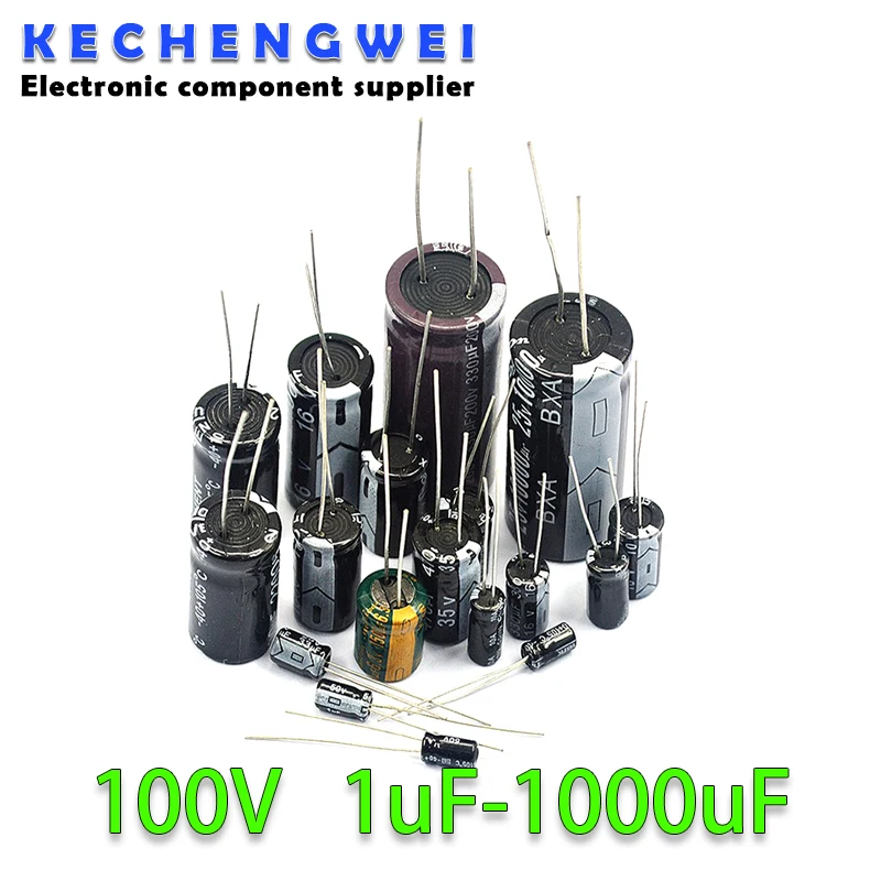 100V Aluminum Electrolytic Capacitor 1UF 2.2UF 3.3UF 4.7UF 10UF 22UF 33UF 47UF 100UF 220UF 470UF ...