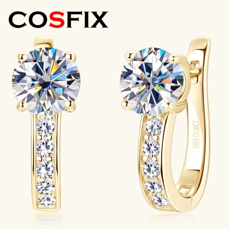2023 Moissanite Hoop Earrings For Women s925 Silver Women Moissanite Hoop Earrings Luxury Yellow ...