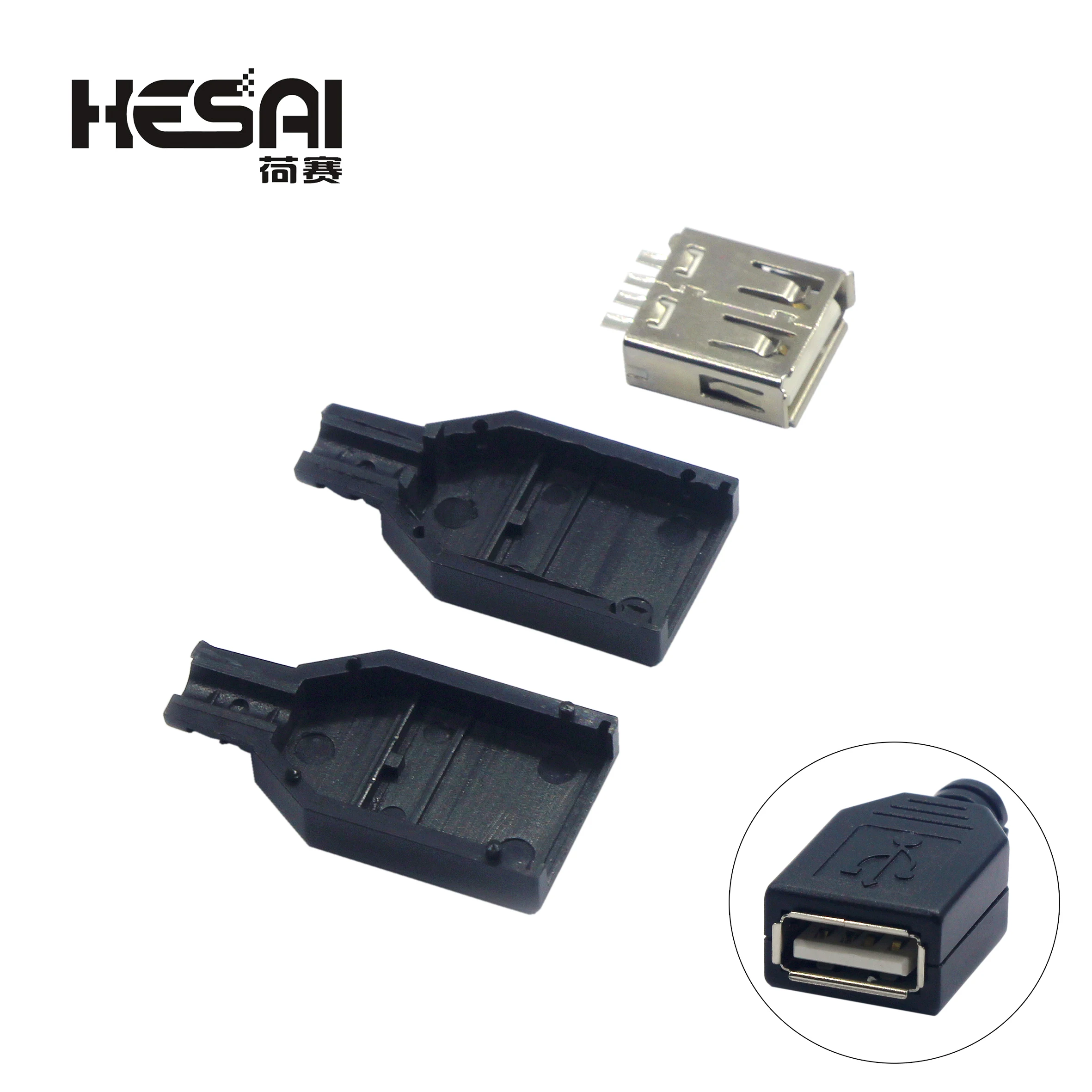 1/5/10Set Type A Female USB 4Pin Plug Socket Connector With Black ...