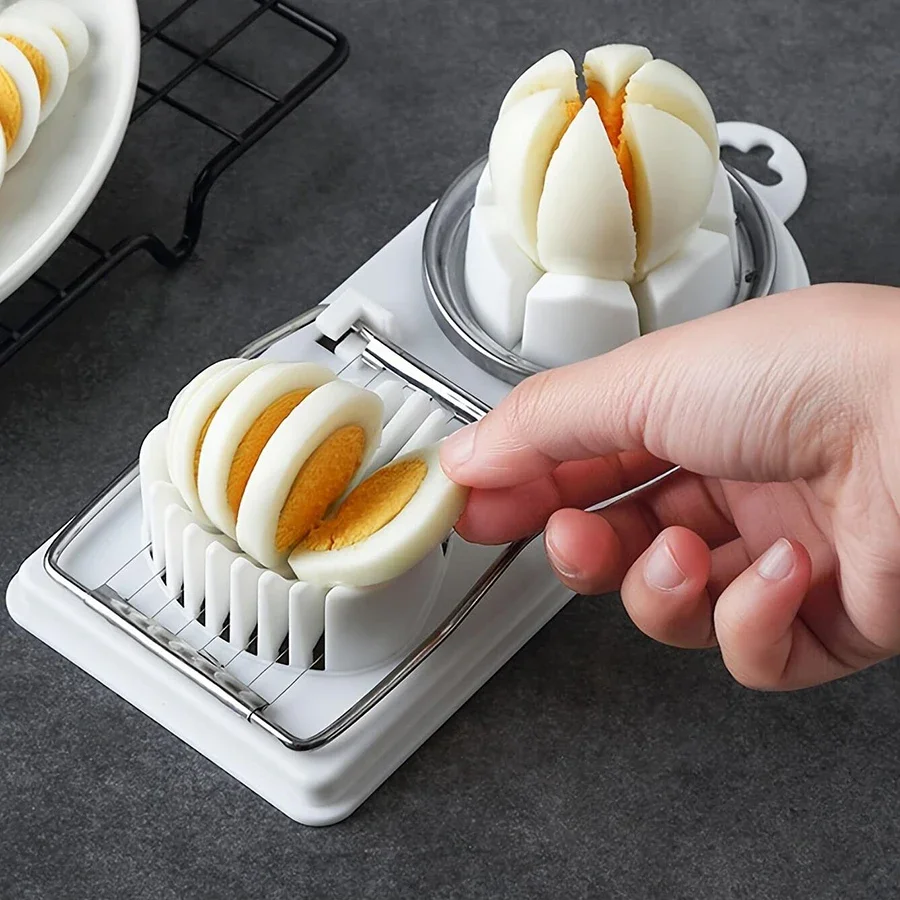 Multifunctional PP Base egg cutter 2-in-1 stainless steel wire pull egg ...