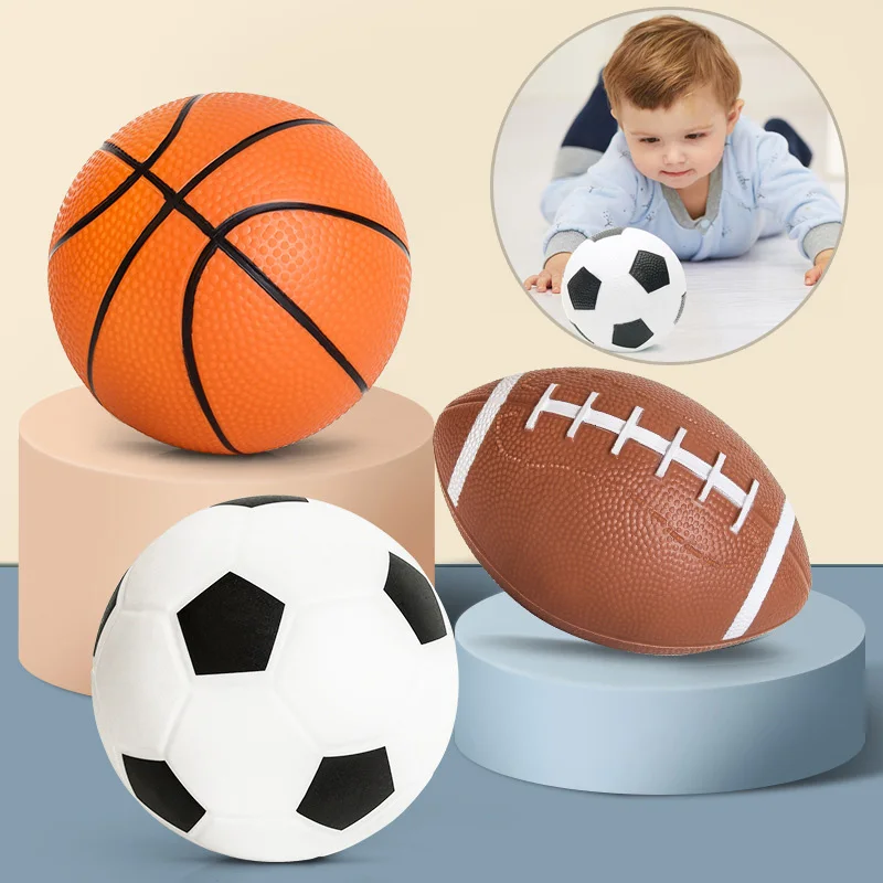 Children Mini Toy Balls Inflation Elastic 12.5cm Football Basketball ...