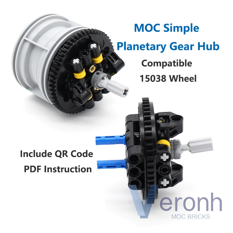 96-PCS-High-Tech-Simple-Planetary-Gear-Hub-Building-Blocks-Compatible ...