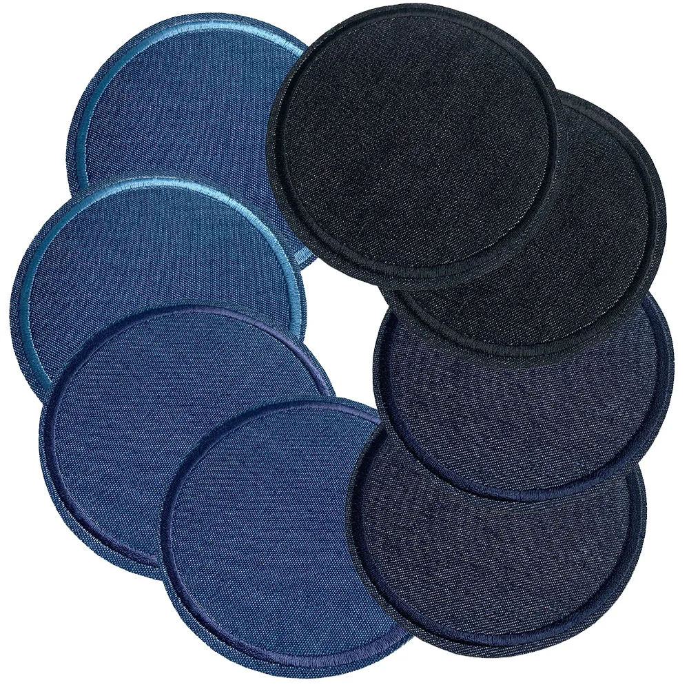 5/10Pcs Round Embroidery Denim Patch repair DIY Iron On Patches Elbow ...