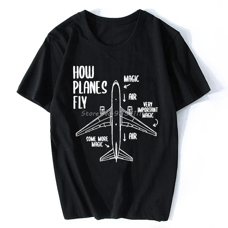 Men's How Planes Fly Engineer Pilot Airplane T Shirt Cotton Tshirt ...