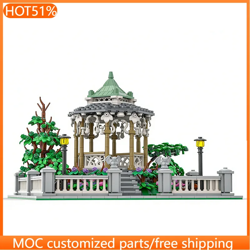 1507 PCS Urban Park Bandstand Gazebo MOC Customize Modular Building ...
