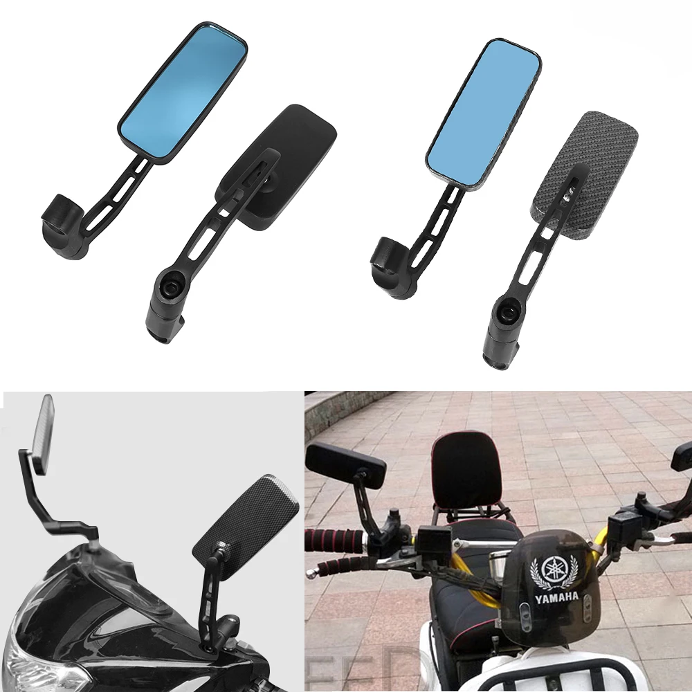 2PCS Motorcycle Modified Aluminum Square Rearview Reverse Side Mirrors ...