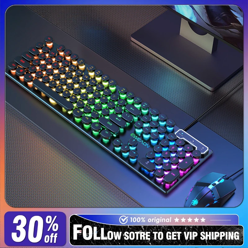 EWEADN-GX30-Wired-E-sports-Gaming-Keyboard-Mechanical-Feel-Mouse-Wired ...