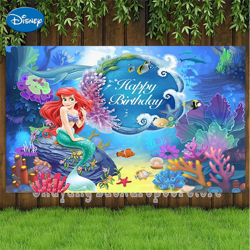 Disney-Ariel-Little-Mermaid-Princess-Backdrop-Under-The-Sea-Mermaid ...