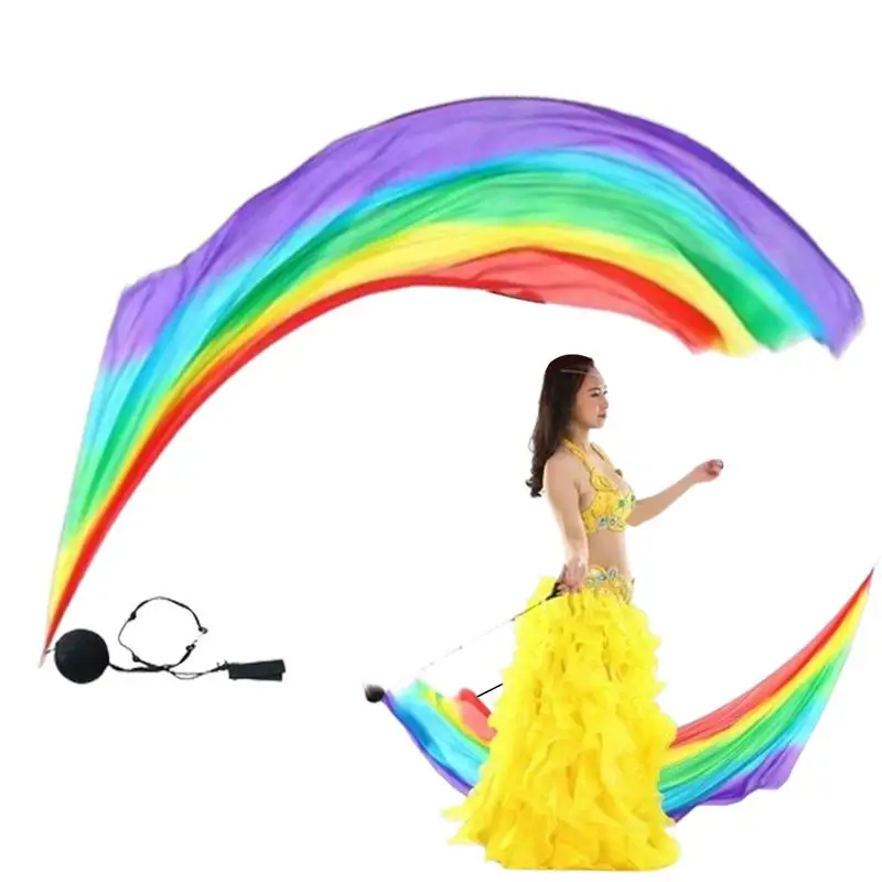 Multi-Color-Dance-Silk-Veil-Poi-Colorful-Silk-Poi-Flags-With-Poi-Ball ...