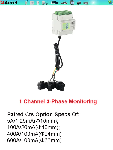 Rs485 Modbus-RTU LCD Display Multi-Function Max 4-Channel 3-Phase Kwh ...