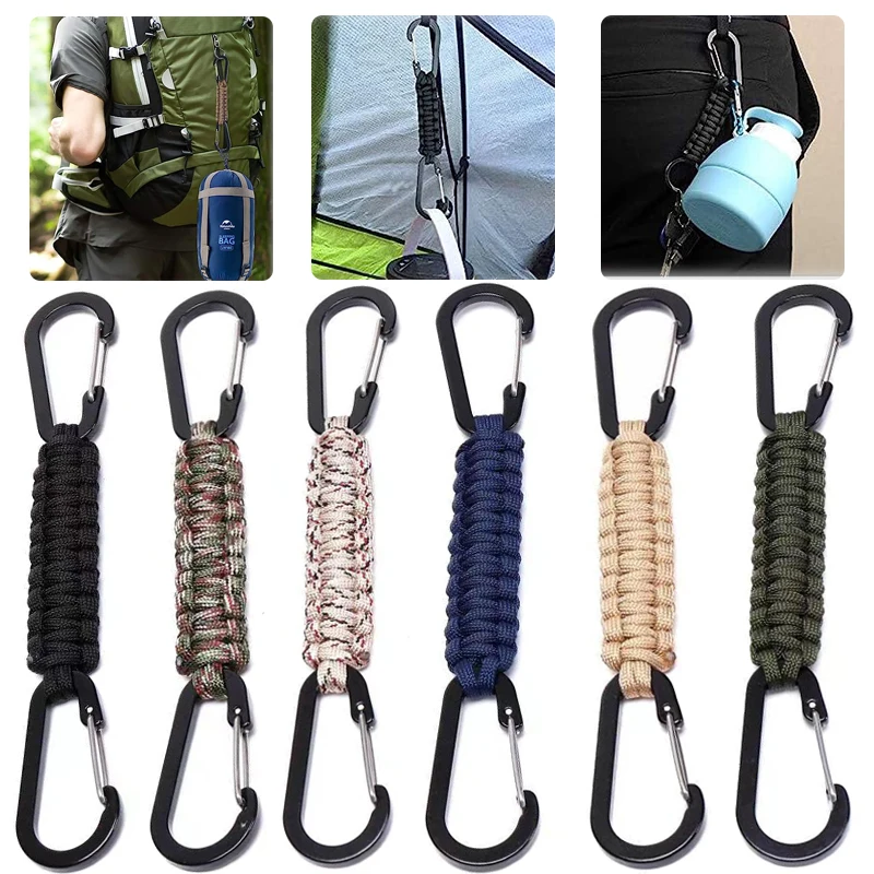 Paracord-Keychain-Carabiner-Double-D-Rings-Braided-Lanyard-Key-Chain ...