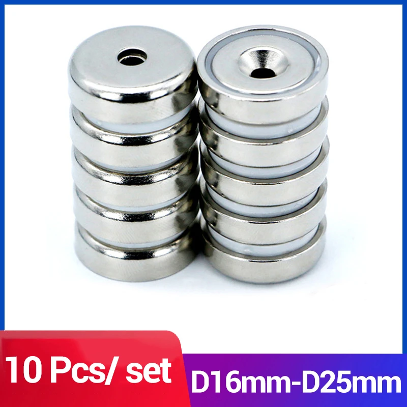 10 Pcs D16mm 20mm 25mm 32mm Countersunk Ring Hole Rare Earth Neodymium ...