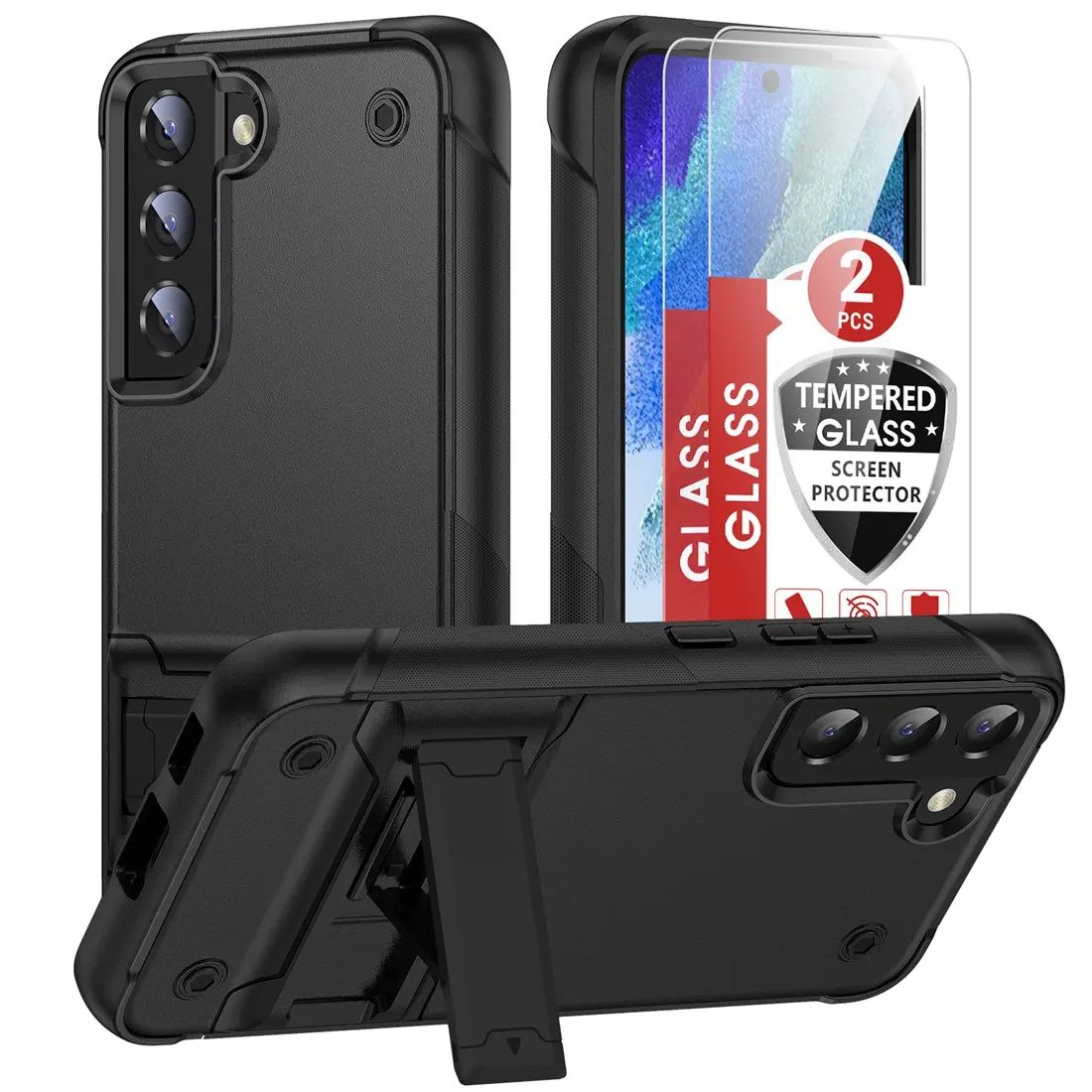for S21 FE Phone Case,Heavy Rugged Tough Built-in Kickstand Shockproof ...