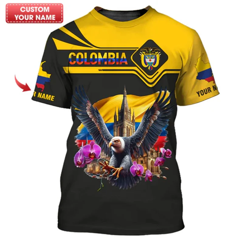 Columbia Custom Name 3D Print T-shirt For Men Colombia Flag Pattern ...